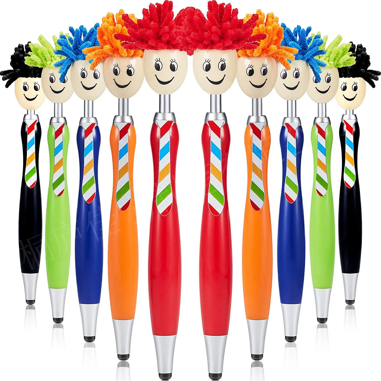 Doll Head Stylus Screen Ballpoint Pen Smiley Mop Topper Pen - Buy High ...