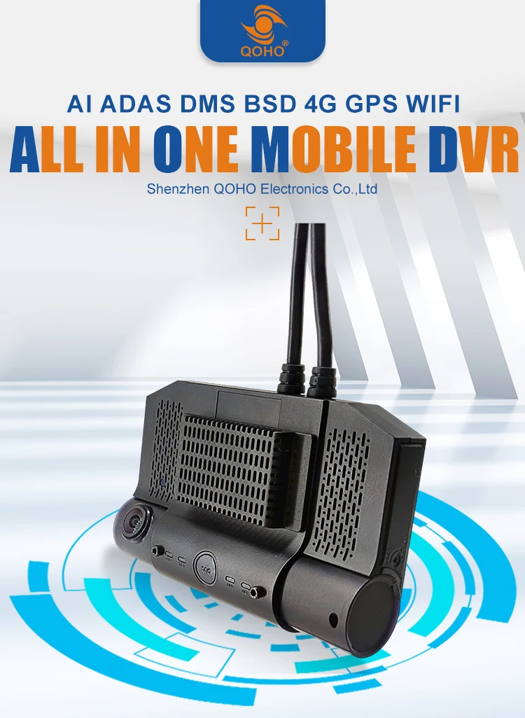 QOHO All in One DMS/ADAS Mobile DVR 4-CH Dashcam with WIFI/GPS/4G