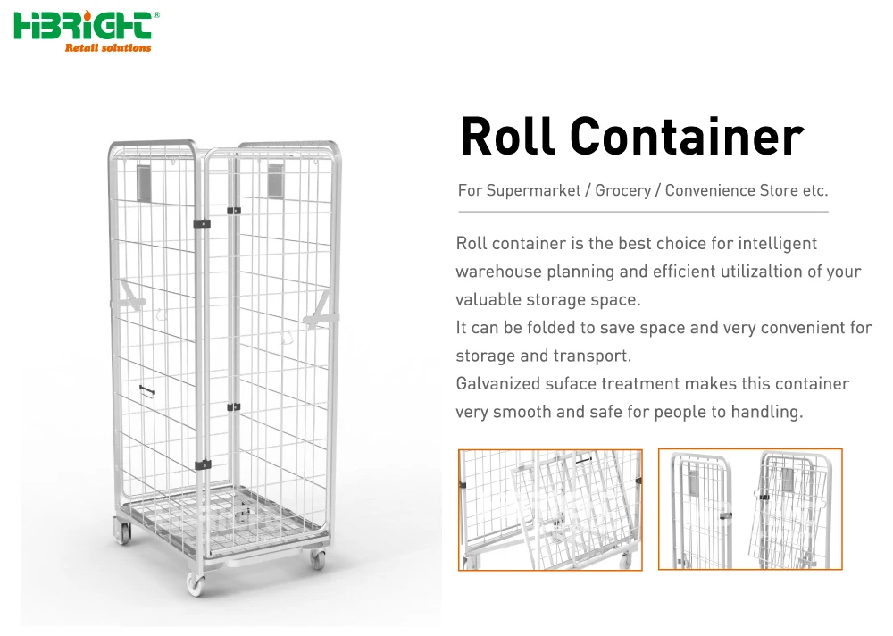 Rolling Pallets Material Storage Cage Supermarket Transportation Roll ...
