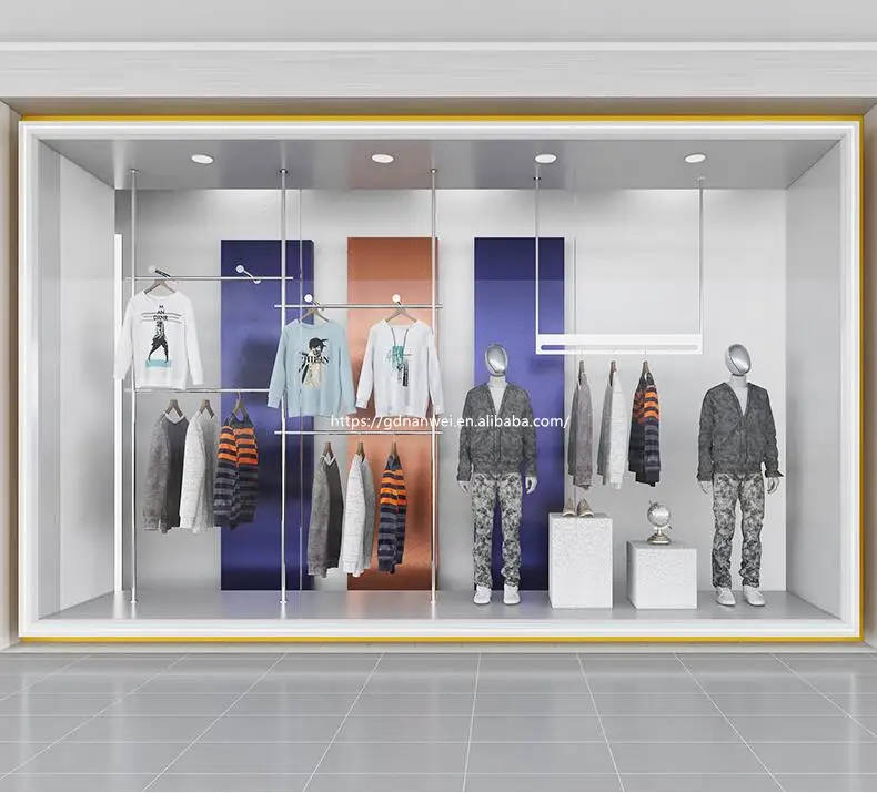 Men's Clothing Store Design Acrylic Metal Shopping Center Window ...