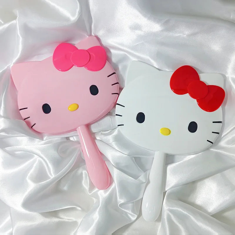 2023 Cartoon Cute Makeup Handheld Hello Kitty Mirror Kitty Hand Mirror ...
