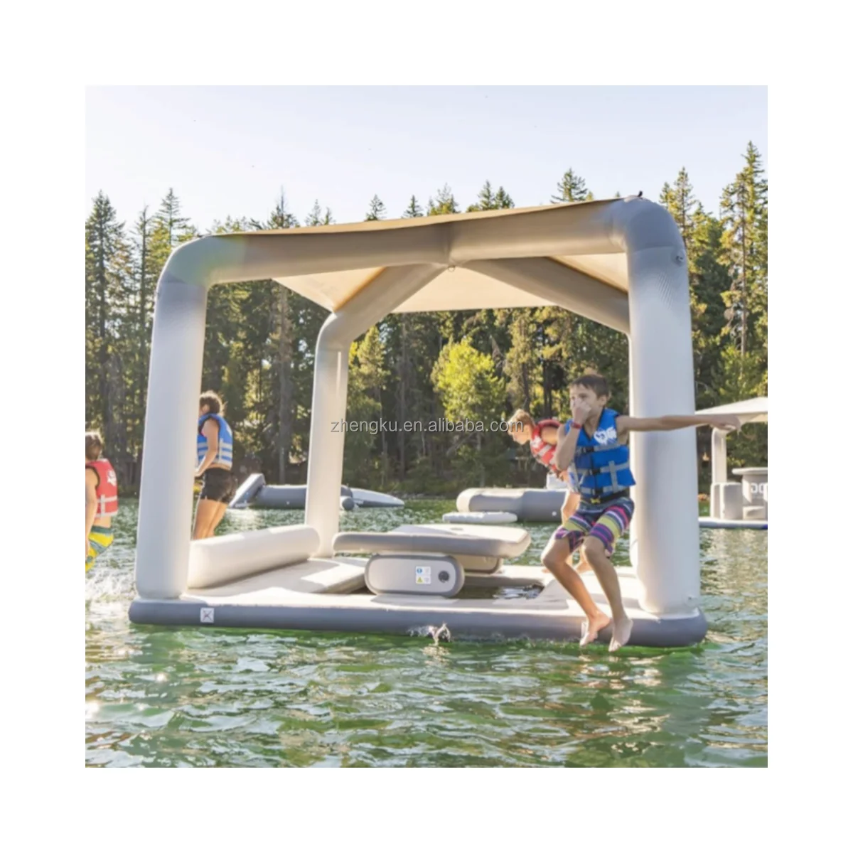Customized Inflatable Floating bar Water Platform with Canopy and ...