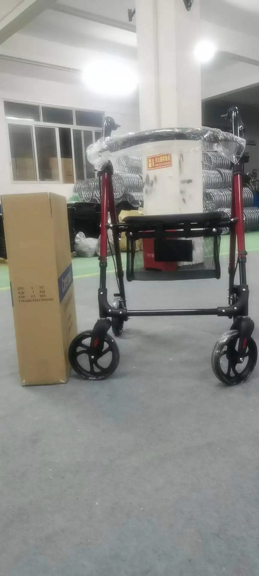 Chrome Adjustable Rollator Walker with Seat & Wheels for Adults