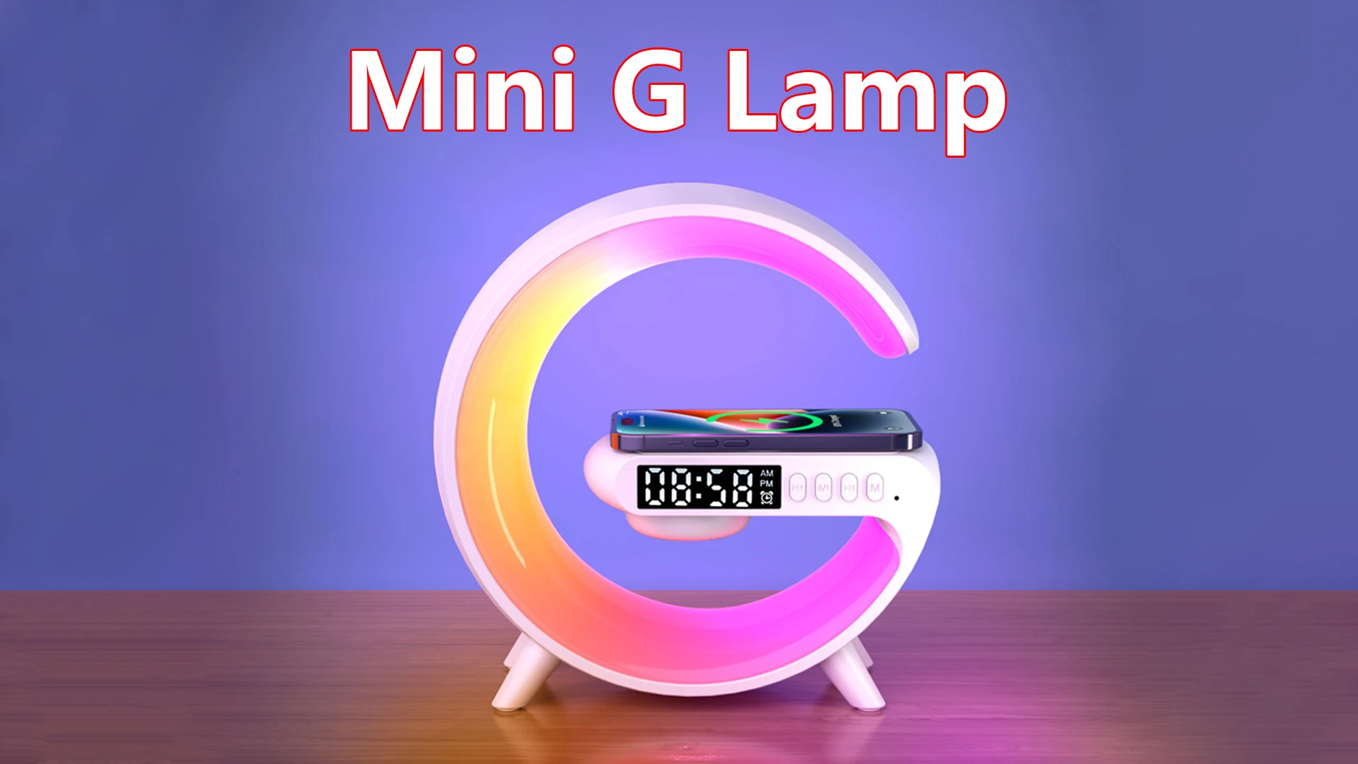 Modern Designed Small G Shape Smart Desk Lamp,Rgb Wireless Charging ...