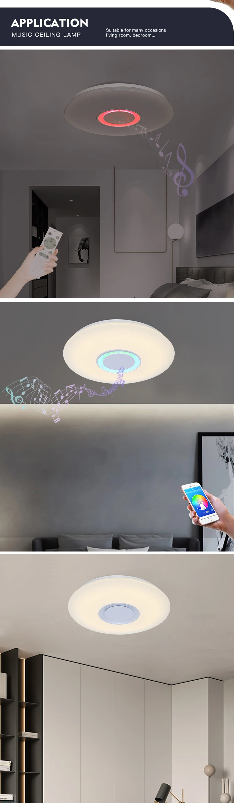 Home Decorative Smart Control Living Room Office Bedroom Dimming Round ...