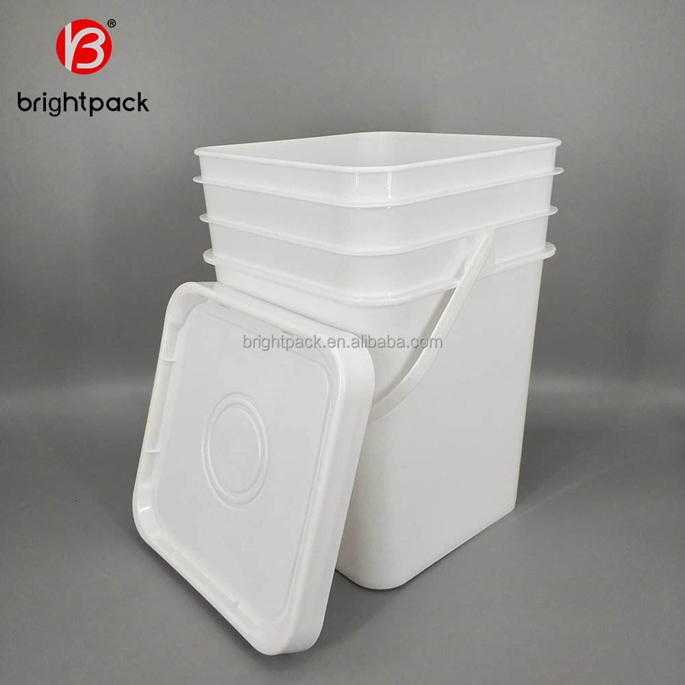 Square 5 Gallon Food Grade Bucket & Pail and Plastic Lid for Food ...