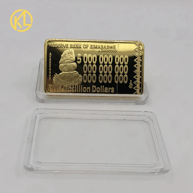 270pcs Ingot 5 Octillion Rare Zimbabwe Gold Plated Coin