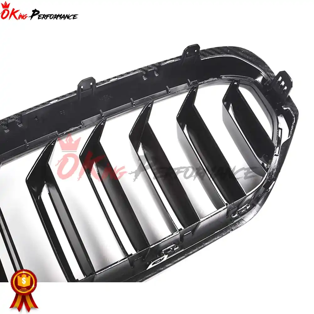 Dry Carbon Fiber Dual Slat Front Bumper Grille For Bmw 5 Series G30 Lci ...
