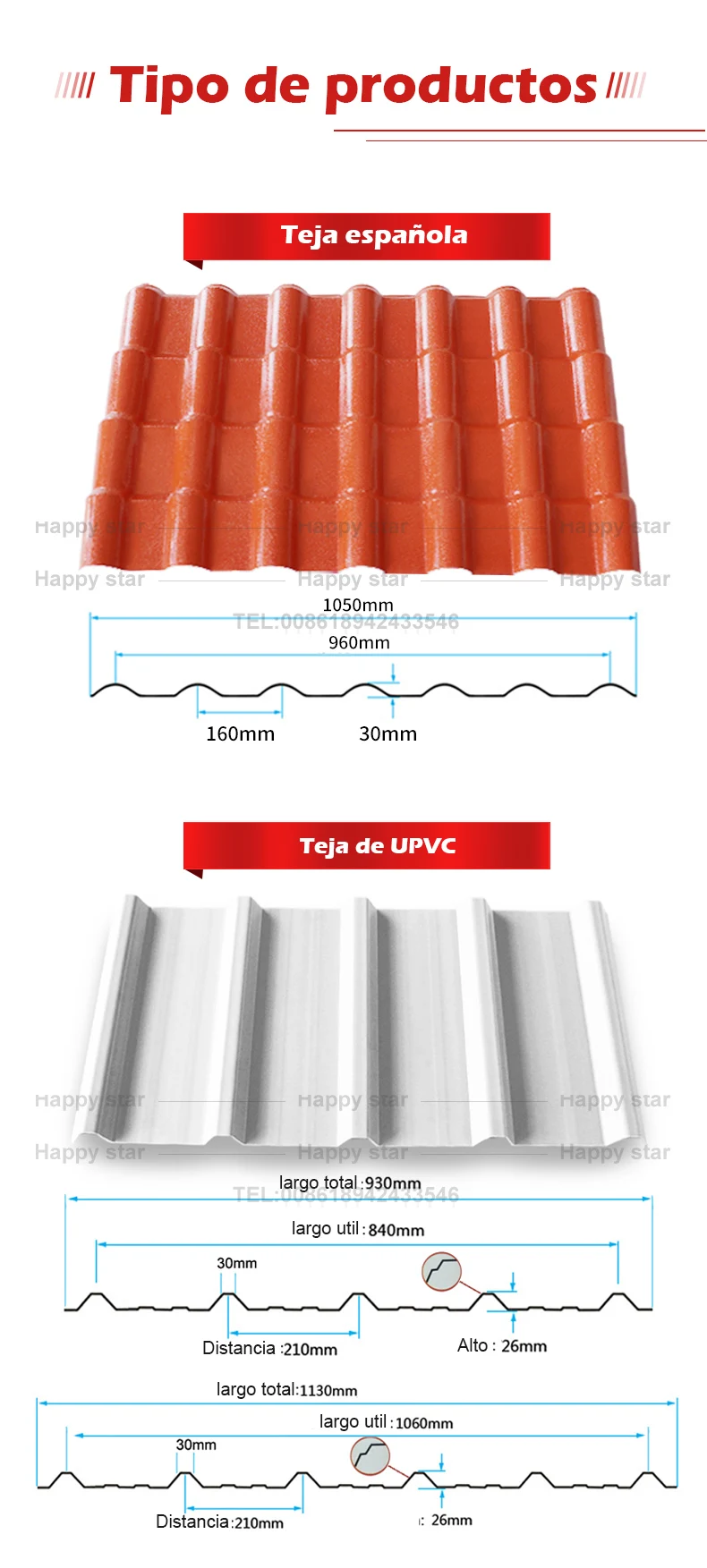 Teja PVC Doble Romana Anti-UV para Techos de Construcción | Wholesale