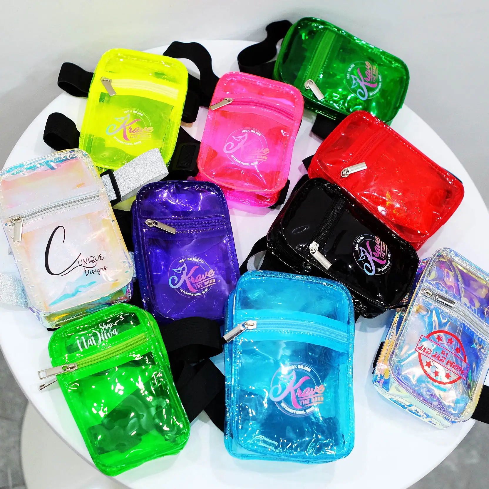 8" Clear PVC Waterproof Holographic Drop Leg Thigh Bag