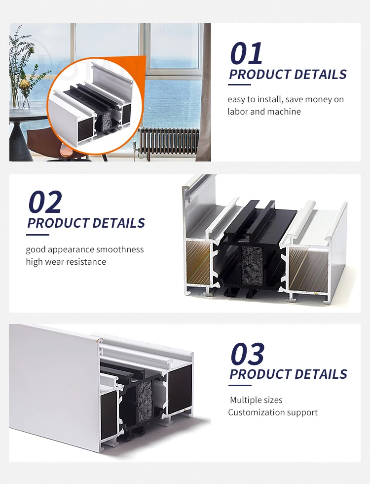 Customized Aluminum Sliding Window Profiles Extruded Anodized Aluminum ...