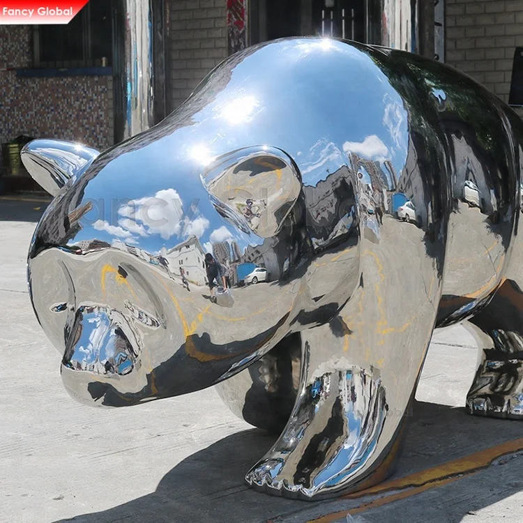 Outdoor Life Size Statue Stainless Steel Panda Sculpture For Sale - Buy ...