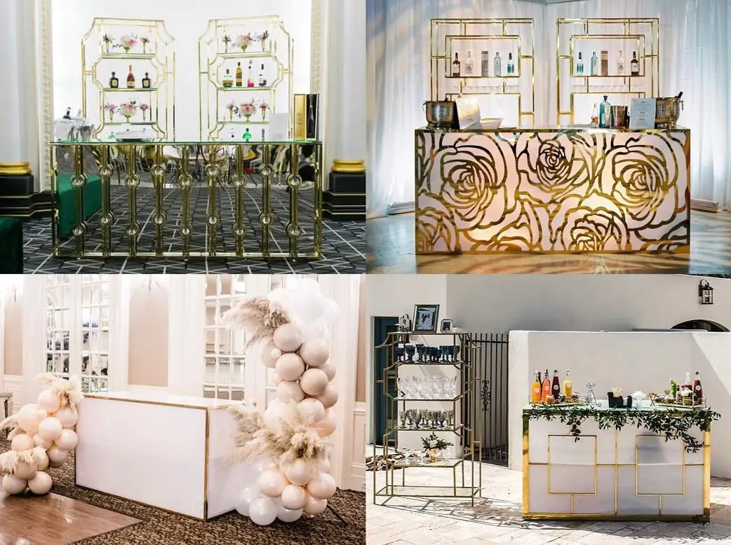 Rectangular Metal Silver Stainless Steel Bar Folding Cocktail Table ...