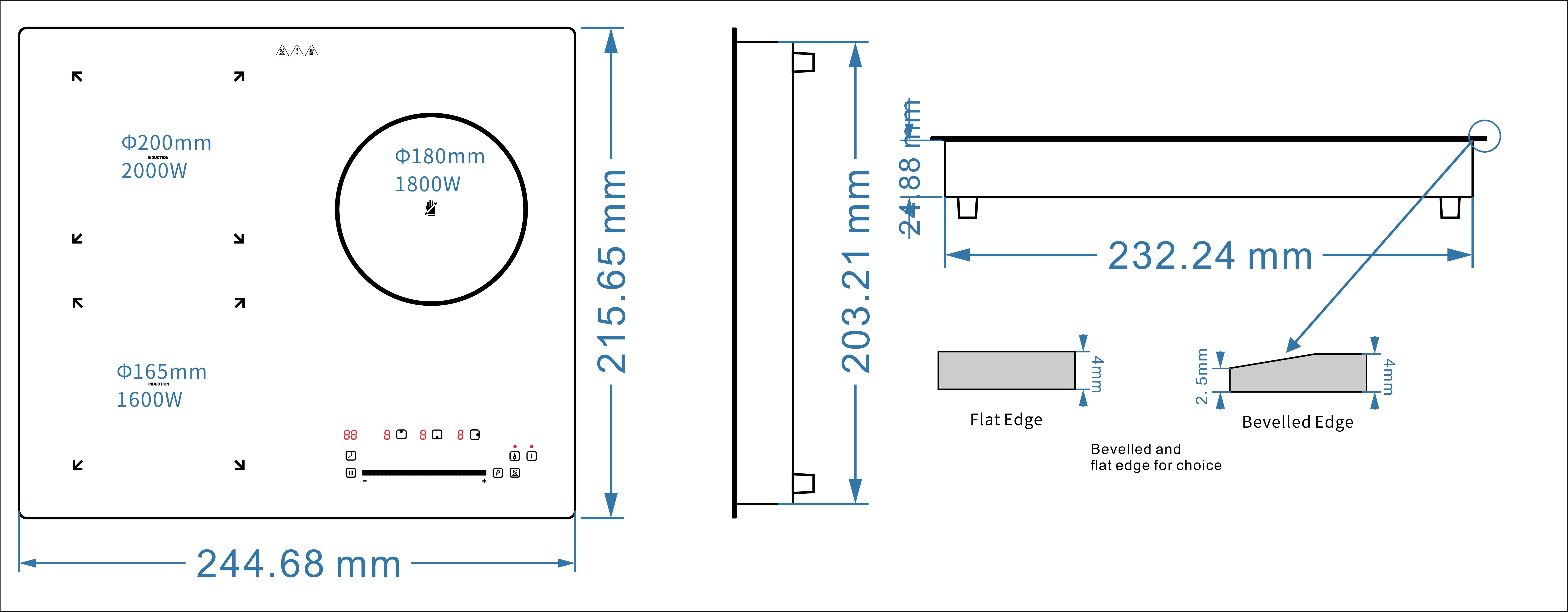 2 Zones Built-in Induction Hob Cooker with CB and CE Certification ...