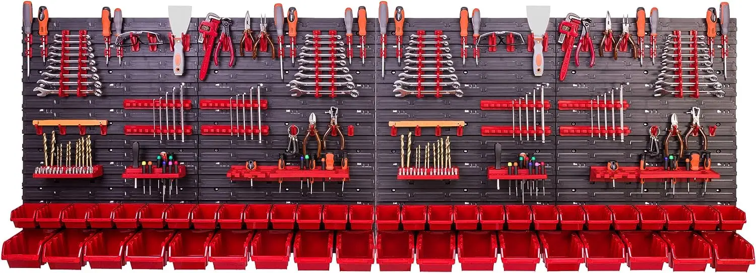 Wall Mounted Plastic Storage Box Pegboard 1728x780mm with 46 Stackable ...
