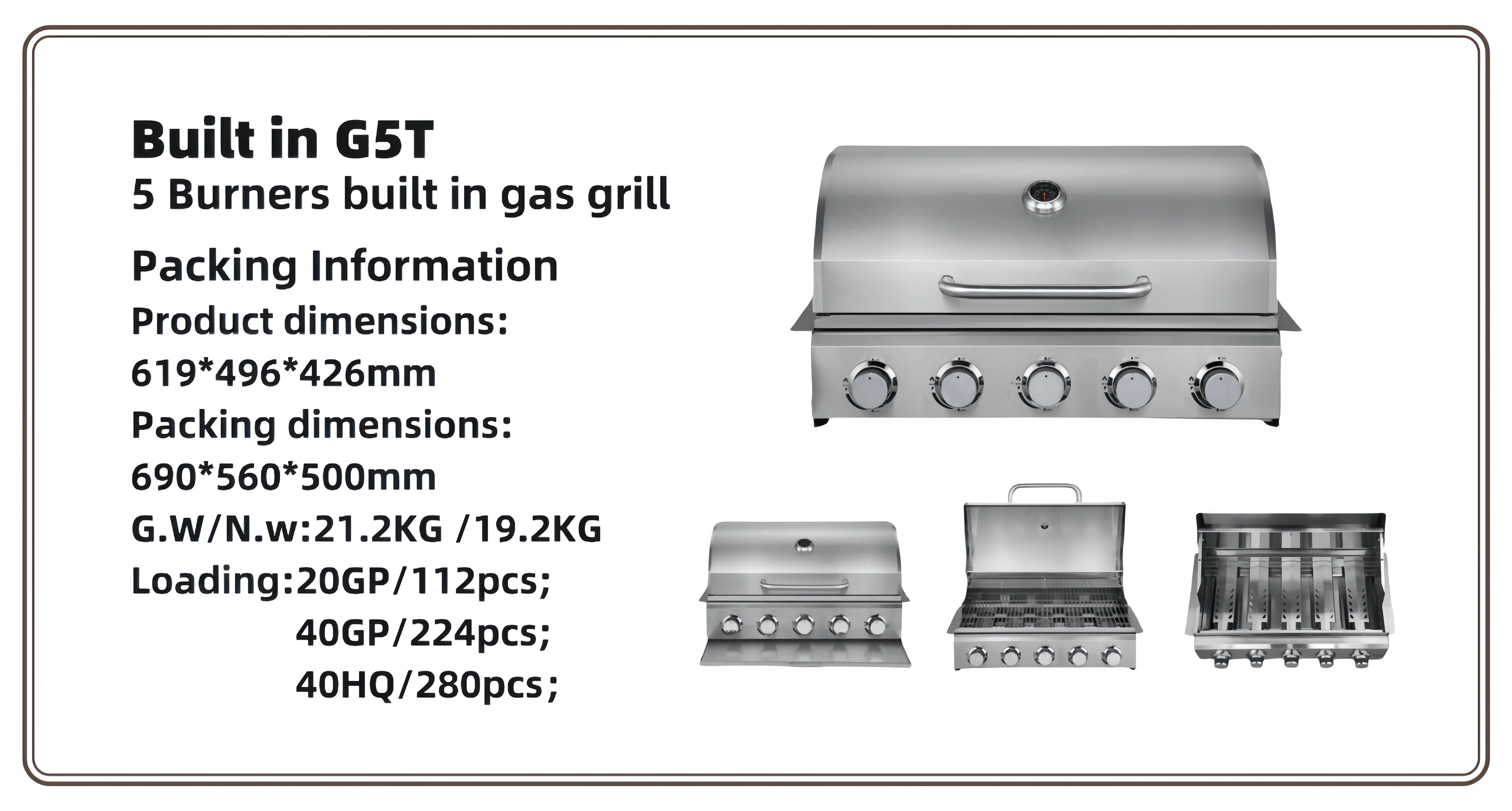 Outdoor 2-5 Burners Built-in Gas BBQ Grill for Commercial Use ...