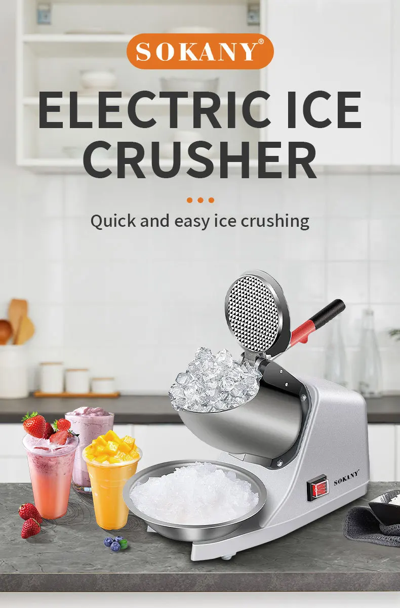 110V 220V 300W Electric Cube Crusher Semi-automatic Ice Crusher Machine ...