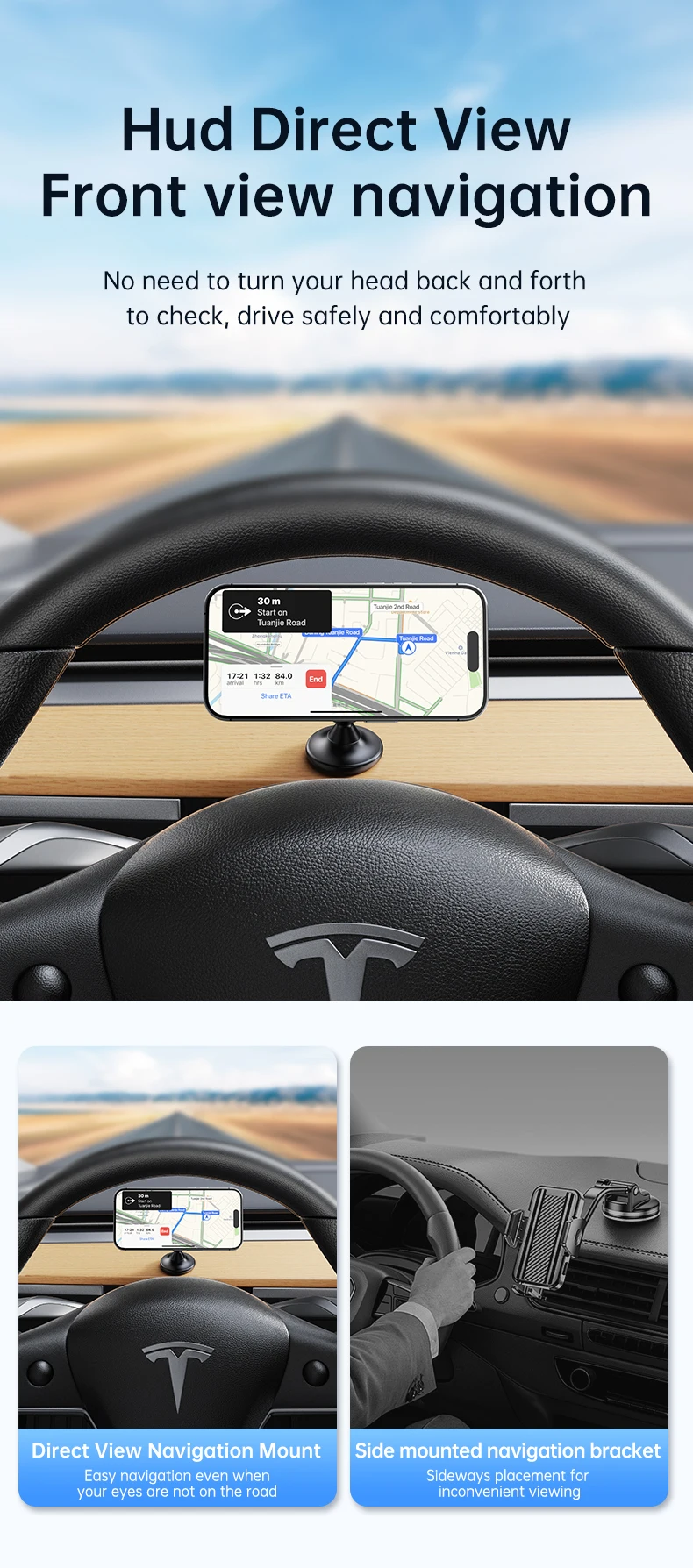 2024 Latest Model 3/y Dashboard Adhesive Wireless Charging Phone Holder ...