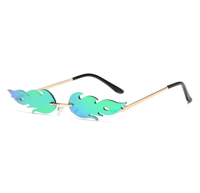 Novelty Colorful Fire Flame Rimless Sunglasses Trending Wave Glasses ...