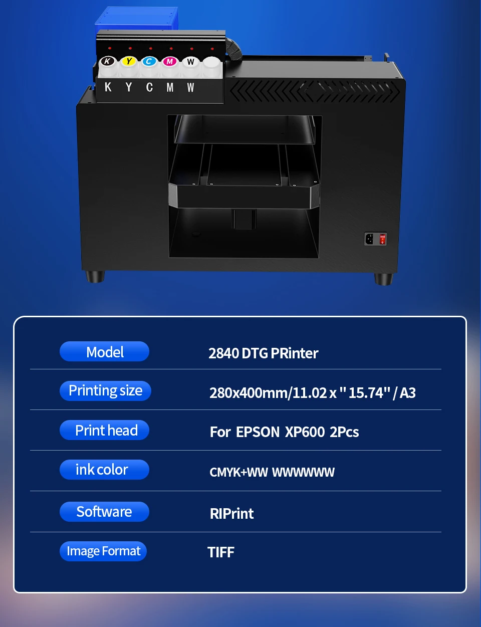 A3 Desktop DTG Printer with Dual XP600 Heads for T-Shirt Printing Machine