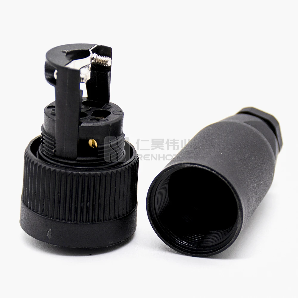 M18 Male Female Connector Nylon Insert Nuts 4 Pin Black Cable Plug ...