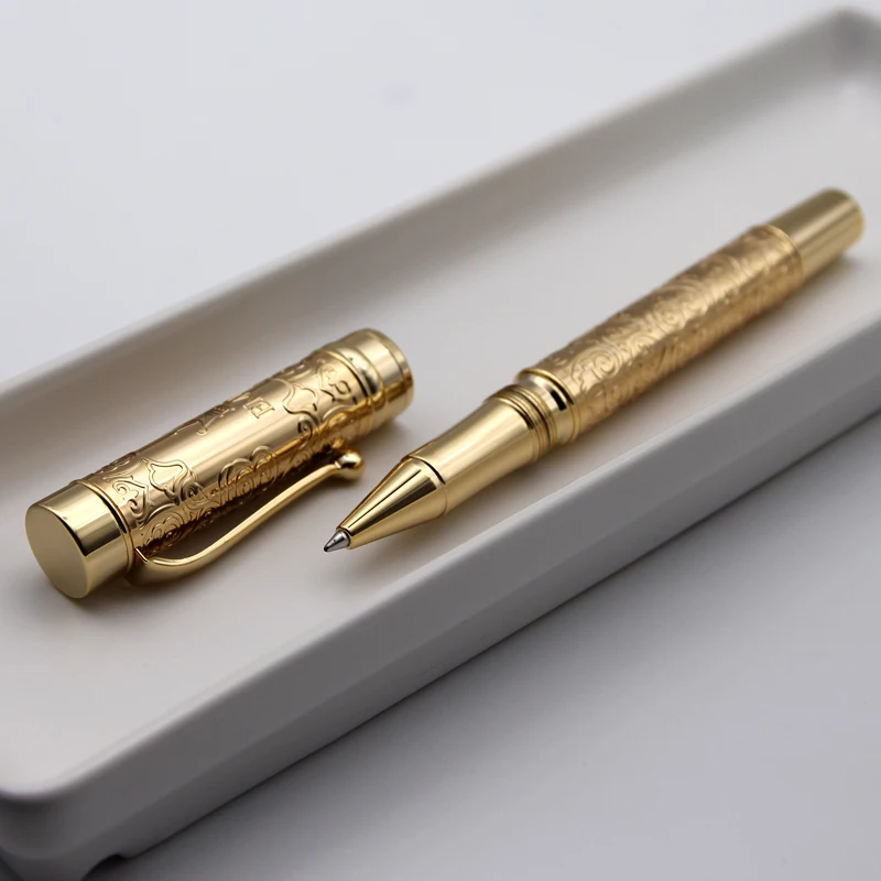 Luxury Gold Pattern Rollerball Pen - Perfect for Promotions
