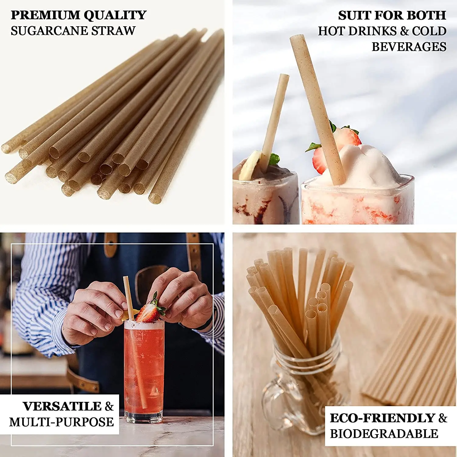 2023 Individual Wrapped Sugarcane Bagasse Straw Compostable ...
