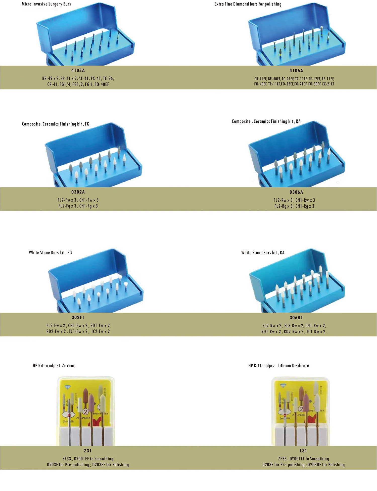 Dental Anterior Teeth Crown & Bridge Preparation Diamond Burs Kit ...