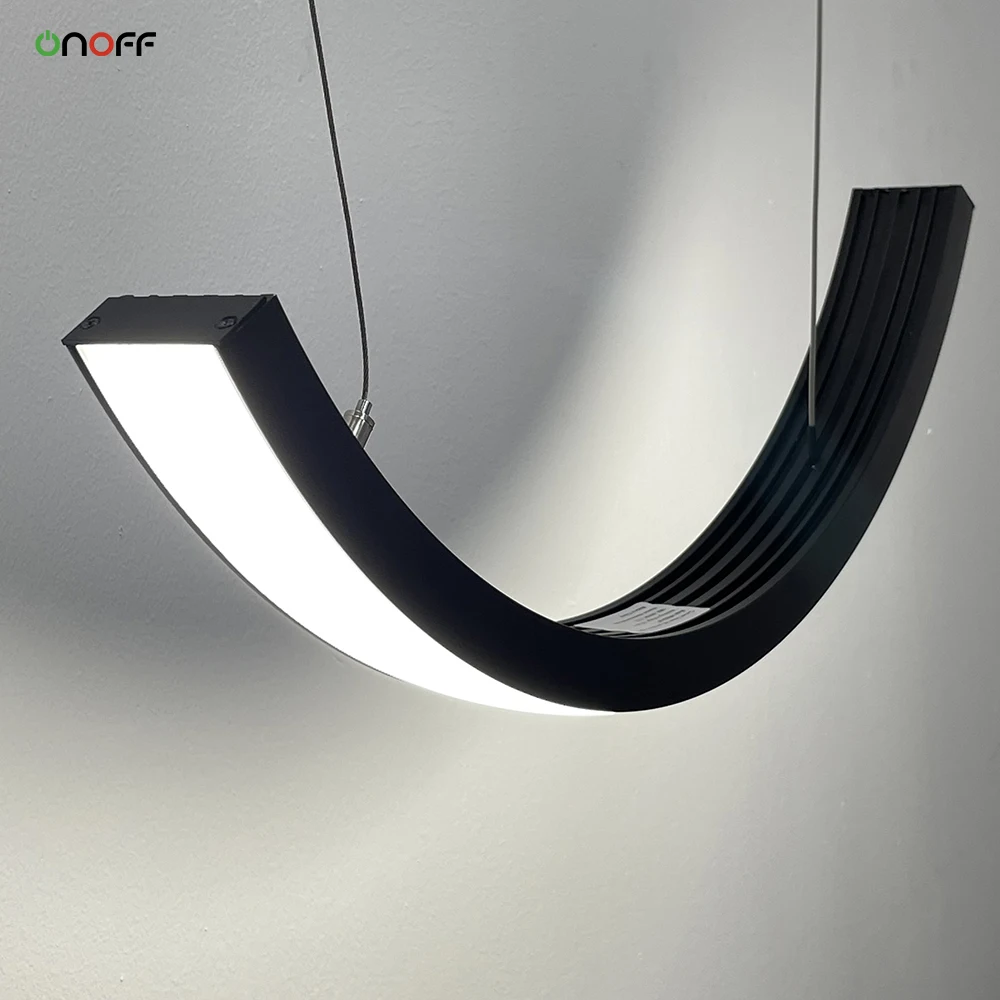 50mm wide acrylic curvy linear light hanging aluminum wave shape lamp ...