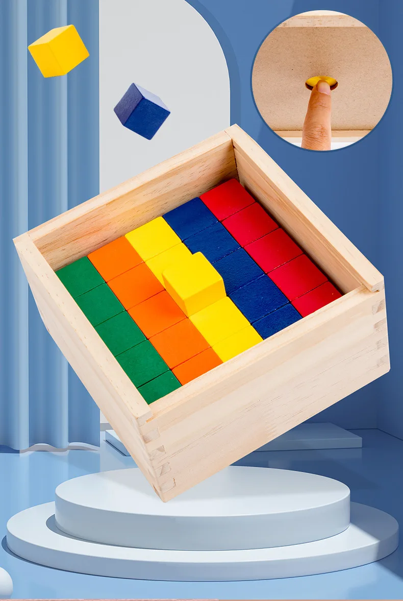 Wooden Children Logical Thinking Blocks 3d Space Modeling Stacking ...