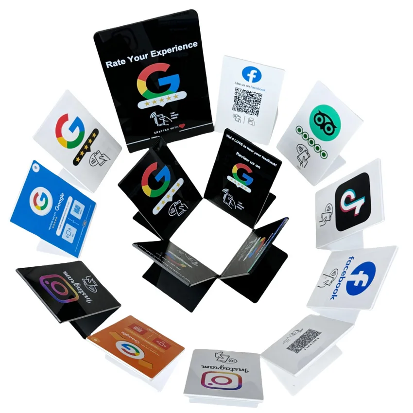 Custom Acrylic PVC NFC table stand NTAG213 215 216 google review NFC ...