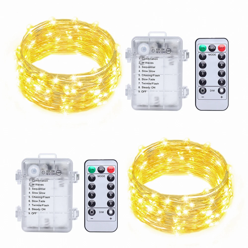 Hot Sale 10 Meter 100 Led 3AA Battery Operated Copper Wire Warm White ...