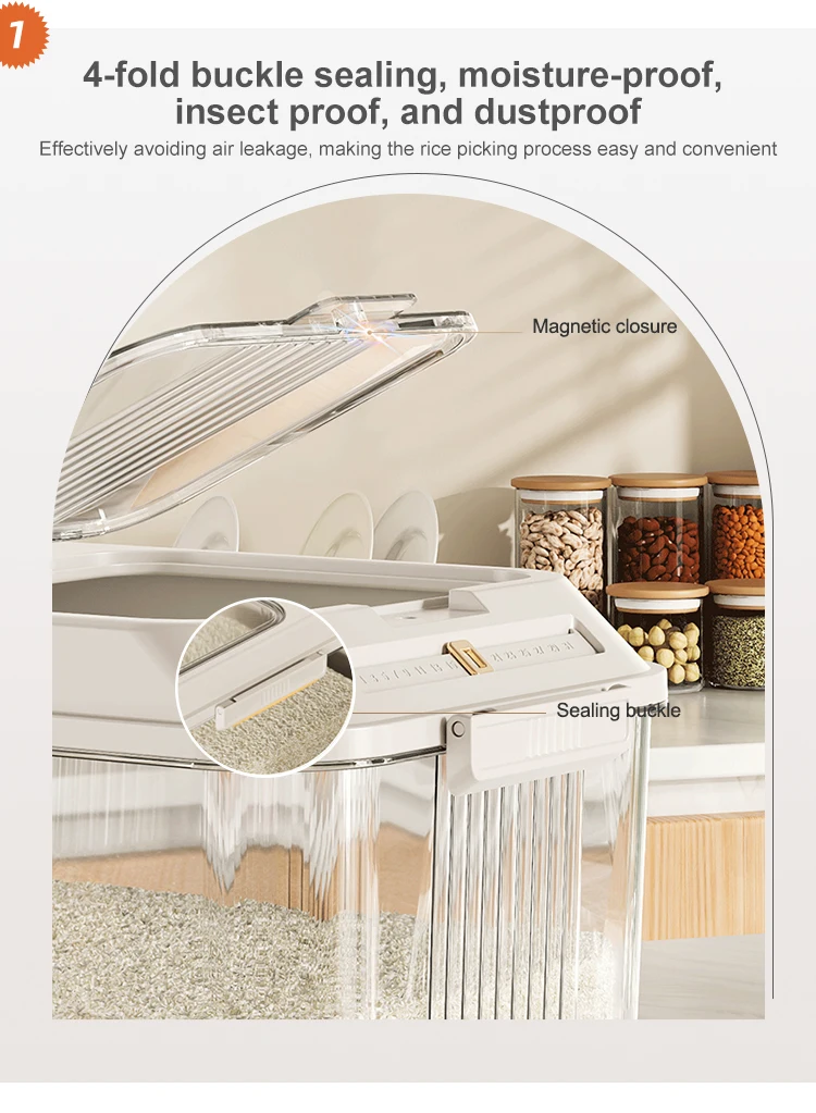 Kitchen 15kg Food Grade Containers Air-tight Thick Rice Bucket With ...