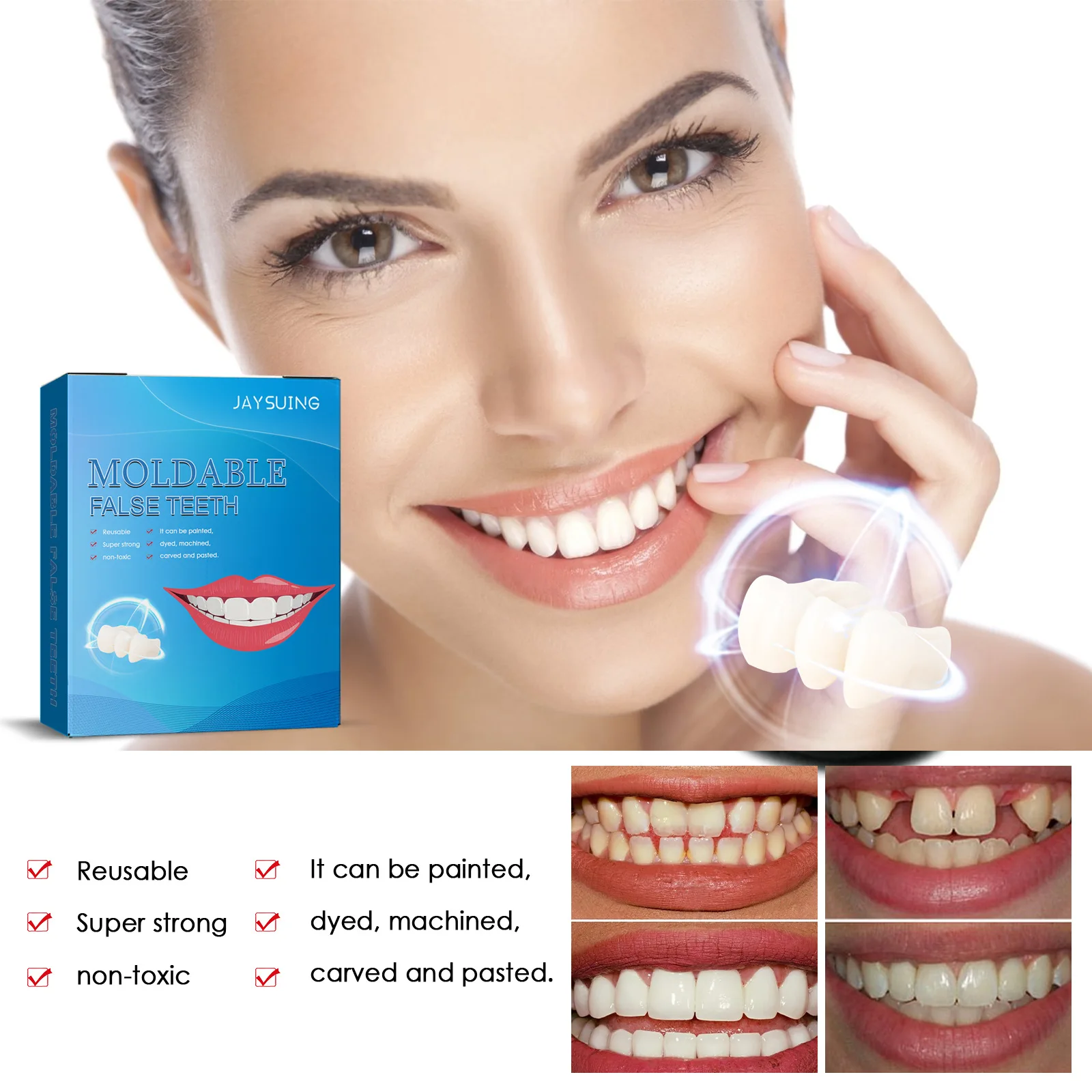 JAYSUING Moldable False Teeth Repair Kit for DIY Dental Fillings ODM