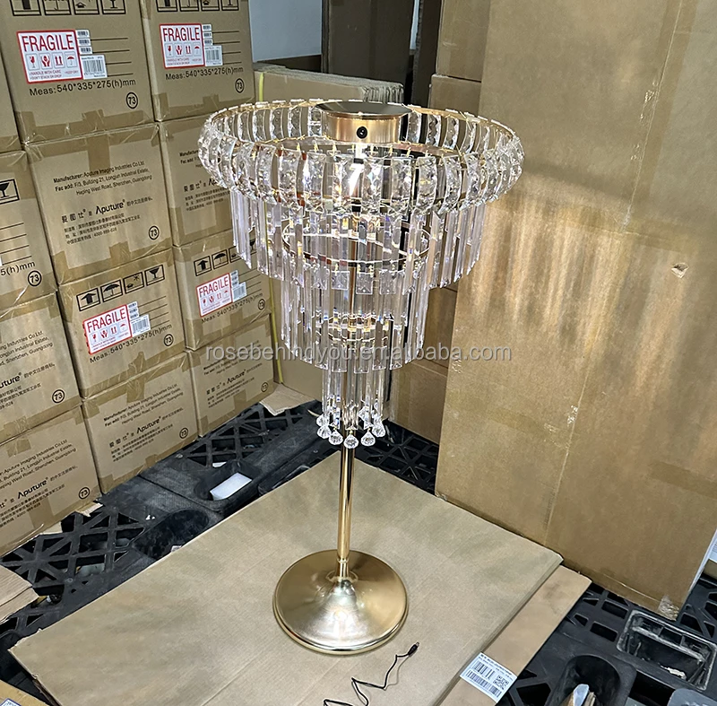 Wedding Centerpieces Table Decorations Lights - Gold Crystal Flower Stand