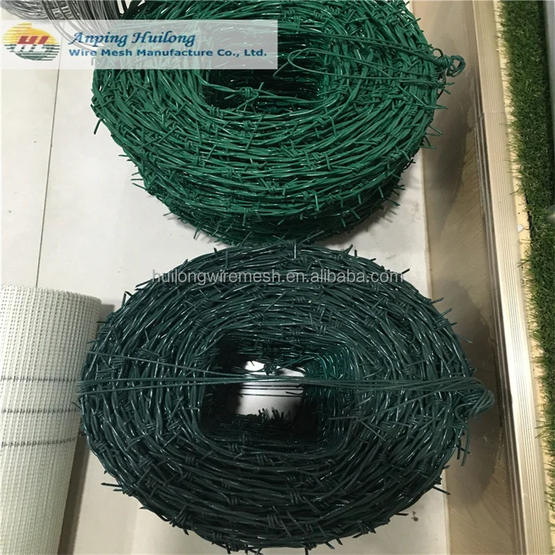 PVC Coated Barbed Steel Wire Iron Barbed Wire Green Color| Alibaba.com