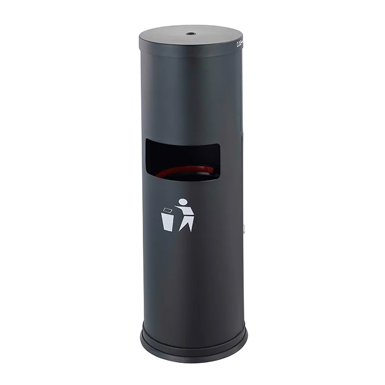 Metal Black Gym Wet Tissue Dispenser Floor Standing with Built-in Trash ...