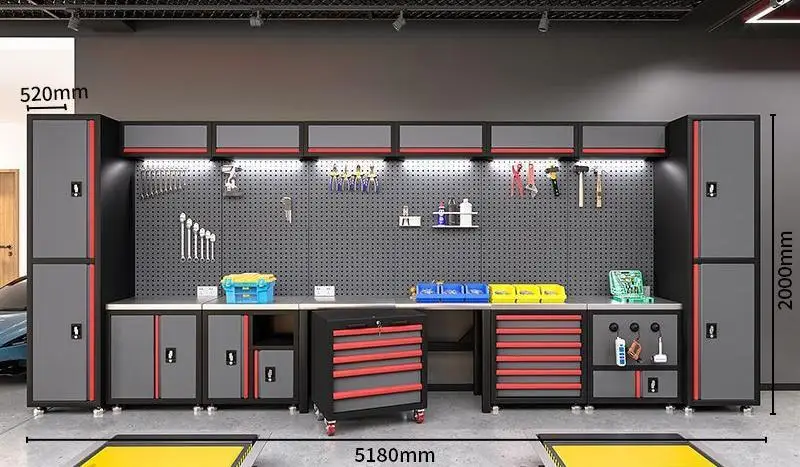 Heavy-duty Steel Modular Workshop Workbench & Tool Cabinet