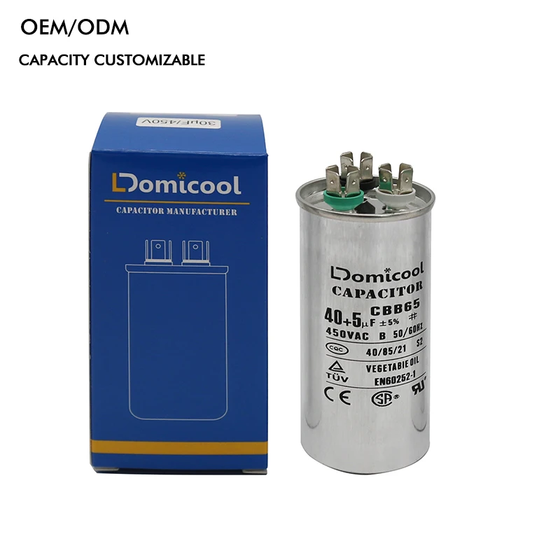 Domi Cbb Motor Start Capacitor Ac 45+5 Uf 370-440vac 50/60hz Fan Capacitors Round Dual Run Cbb65 ...