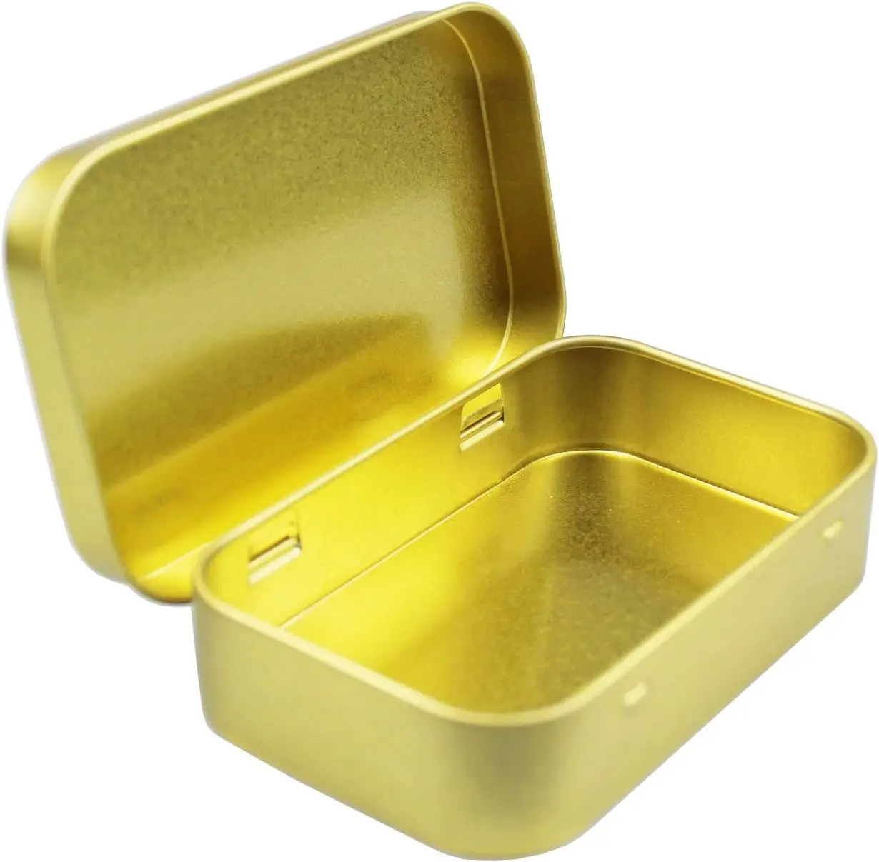 Gold Metal Empty Hinged Tins Containers Basic Necessities Home Storage ...