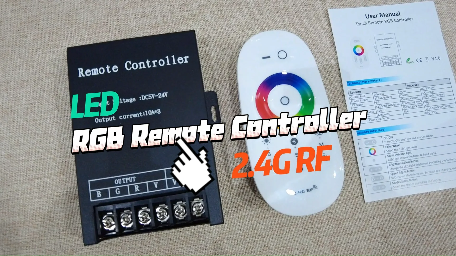 Led Rgb Remote Controller 12v 24v 10a 3ch Output 720w Color Ring Rf ...
