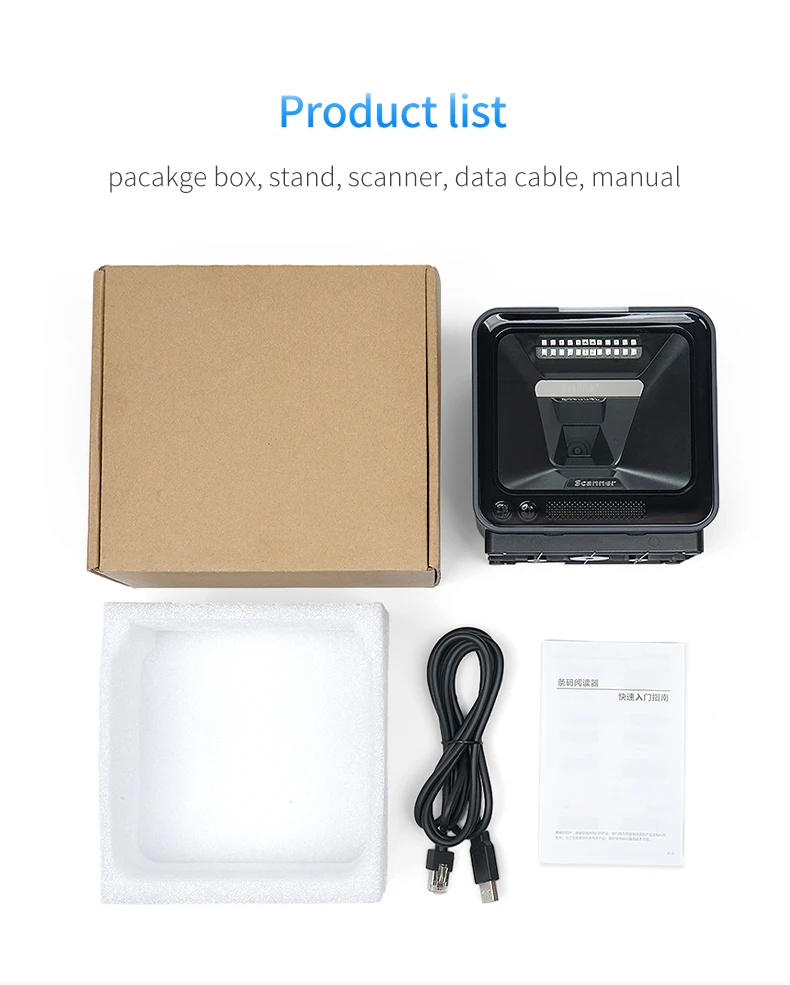2024 New 2d Qr Code Barcode Scanner Desktop Handsfree Table Top Code ...