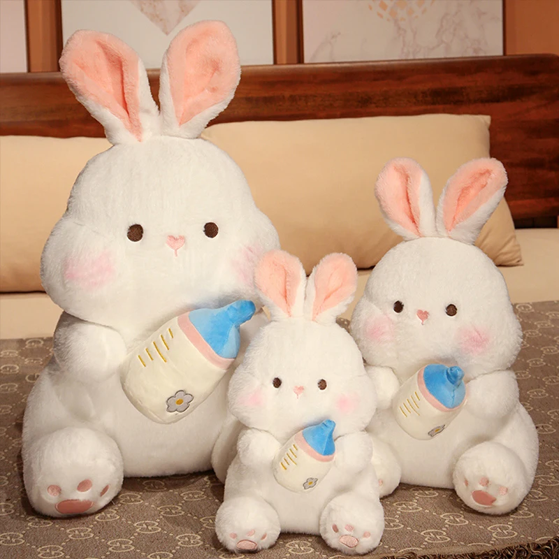 Customize Premium Soft Rabbit Plush Toy With Milk Bottle Pillow For ...