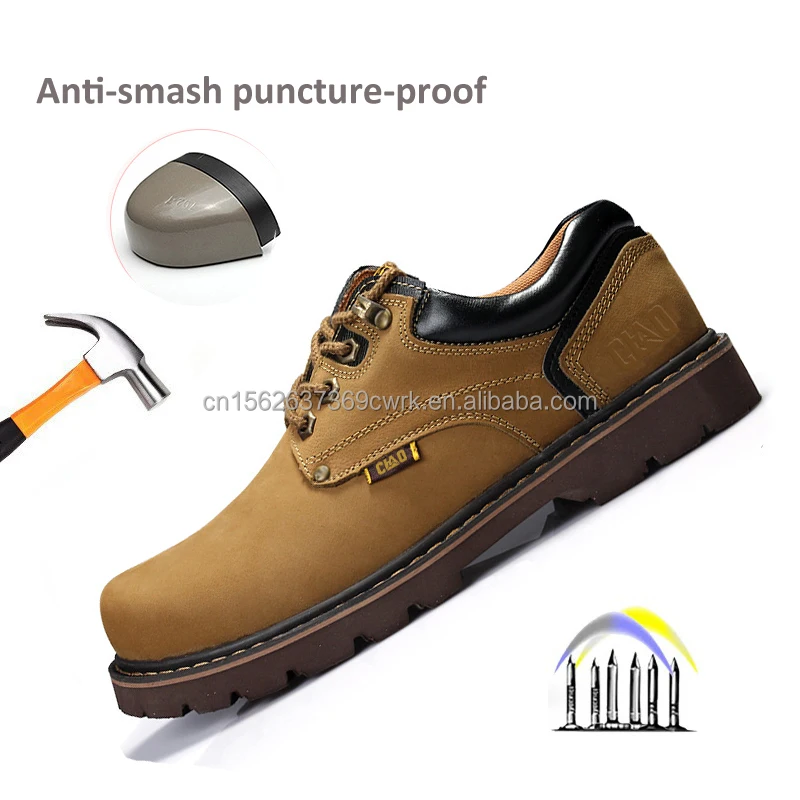 2024 Work Shoes Men Black Safety Boots For Work Steel Toe Anti Smash ...