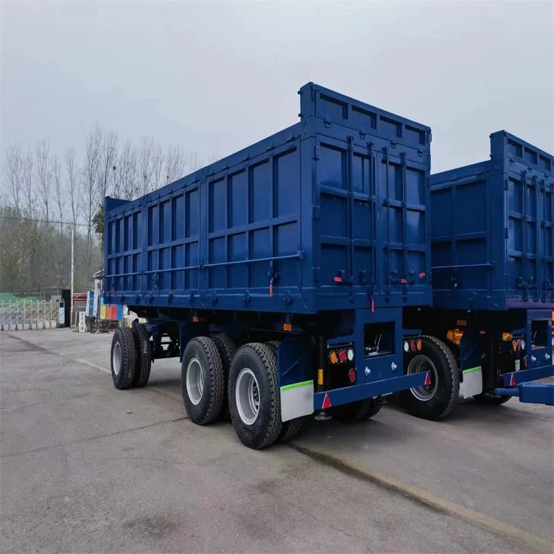 3 Axles Tipper Dump Truck Trailers 38 Tons Heavy Duty End Dump Semi ...