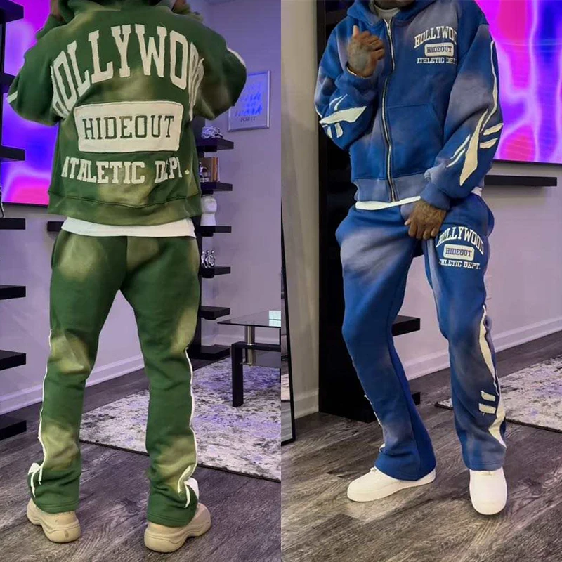 Acid Wash Sweat Suits - Thick Cotton Tracksuits for Men