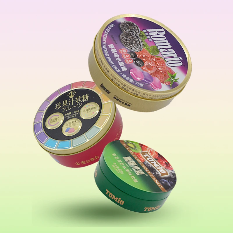 Custom Print Design Round Gift Packaging Candy Tin Box For Chocolate ...