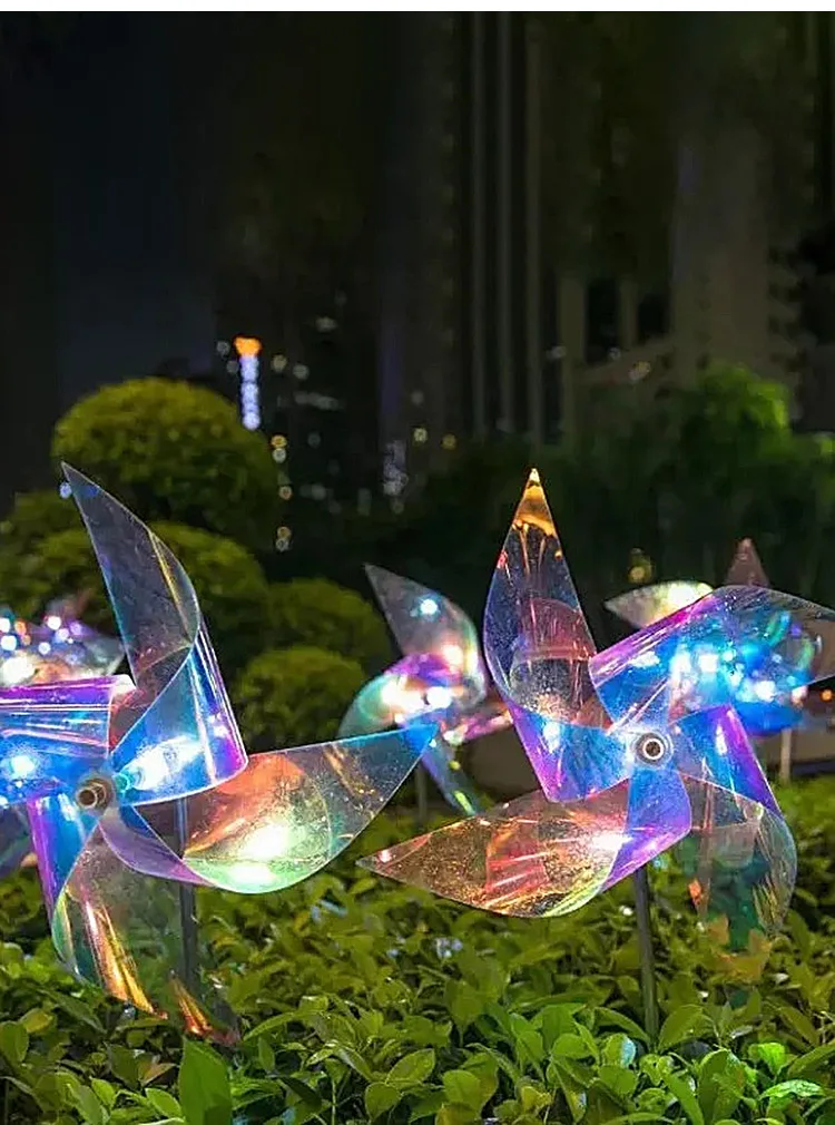 Outdoosolar Powered Lights Artificial Flower Led Solar Windmill Floor ...