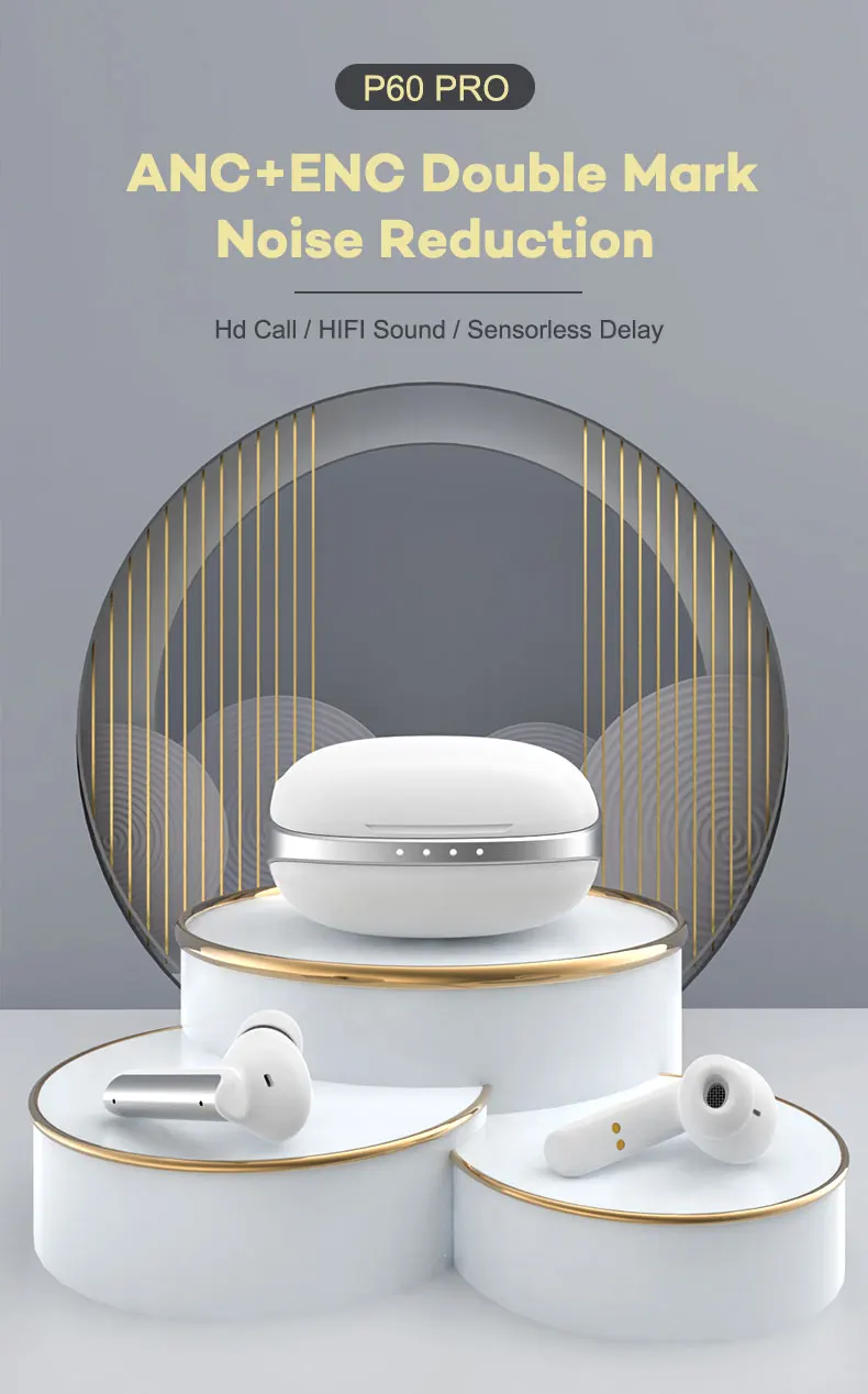 High Res P60 PRO Wireless Waterproof Headphones Noise Cancelling Sports ...