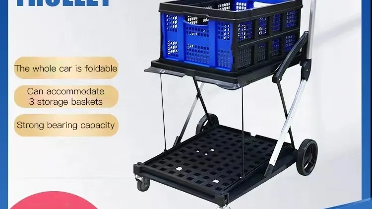Multi Use Functional Collapsible Rolling Cart Mobile Folding Trolley ...